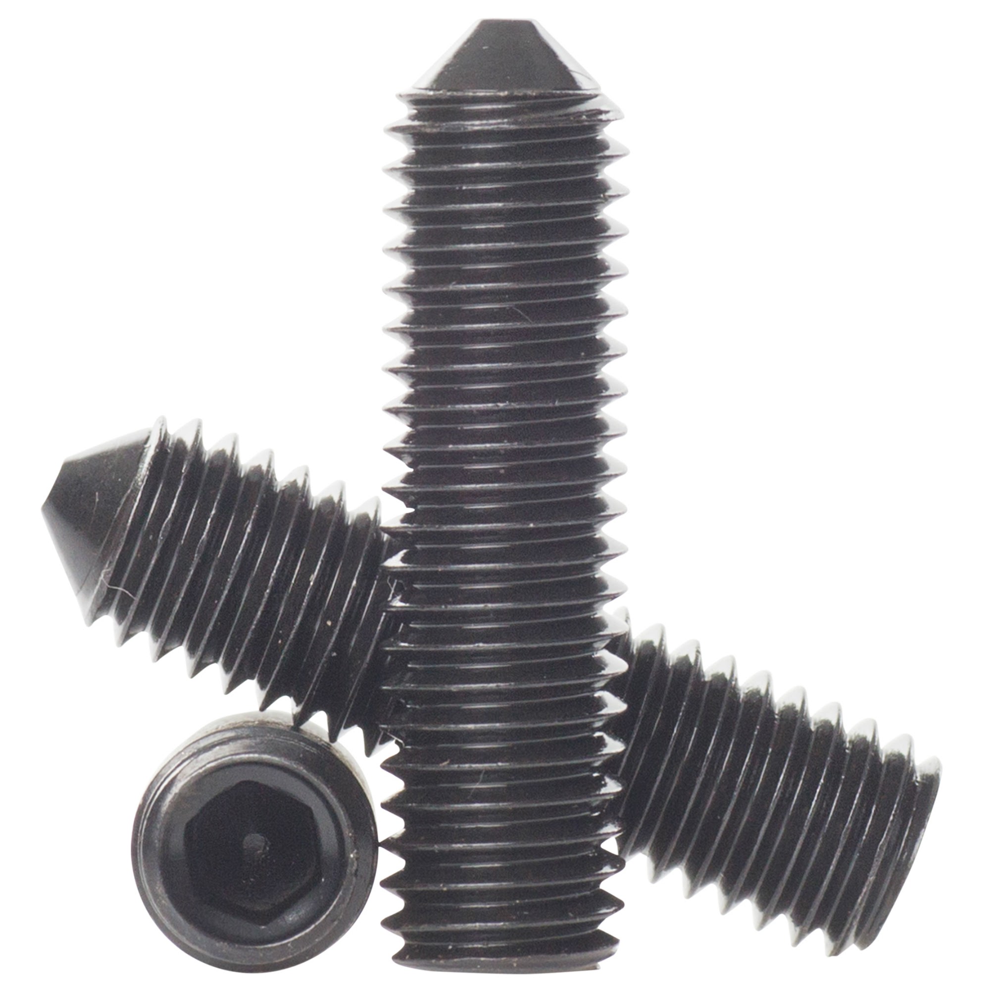 M3 M4 M5 BLACK HIGH TENSILE CONE POINT GRUB SCREWS HEX SOCKET SET SCREW ...
