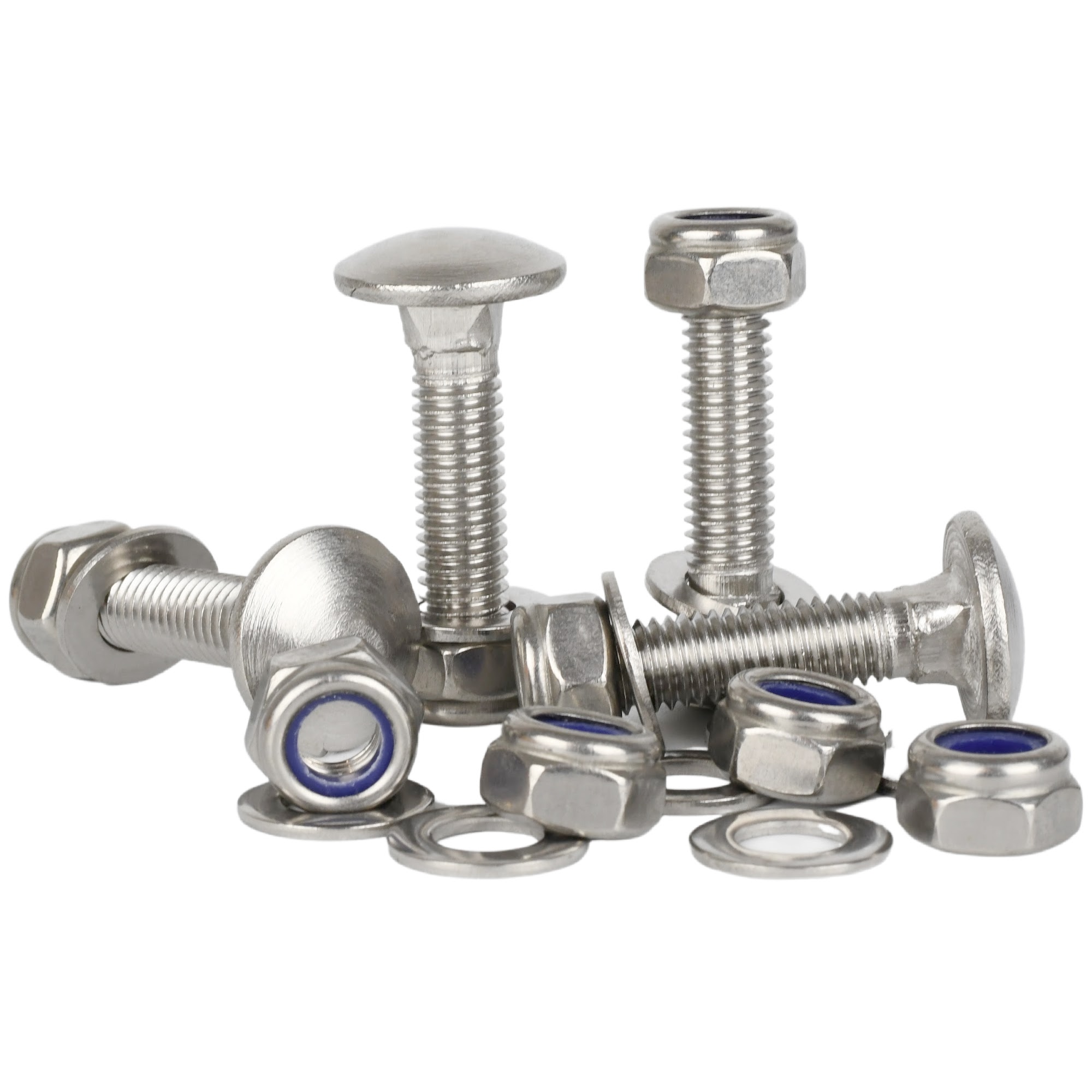 M10 Carriage Bolts Coach Bolt Nyloc Lock Nuts Washers Kit A2