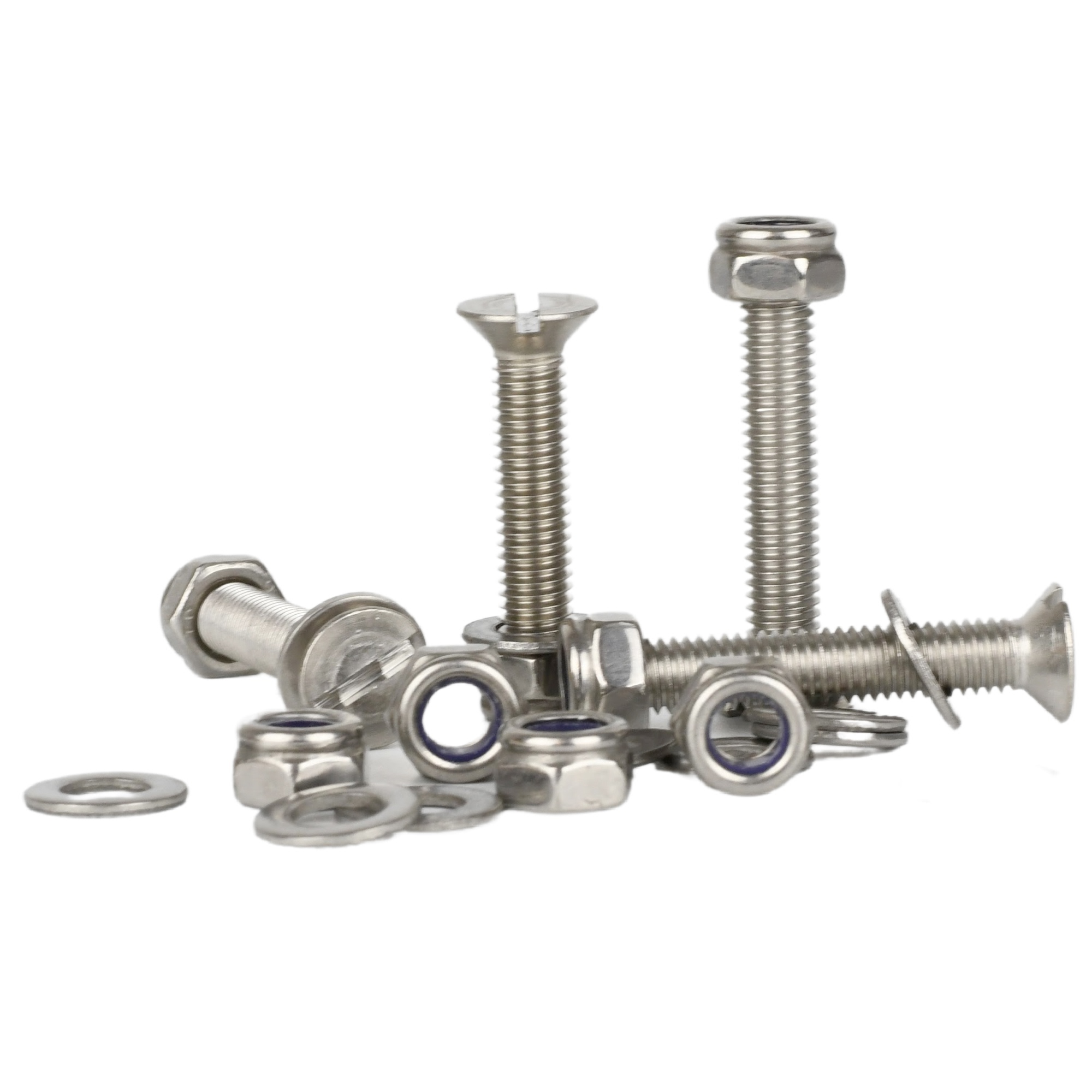 M2 M2.5 M3 M4 M5 Slotted Countersunk Machine Screws Nyloc Nuts Washers ...