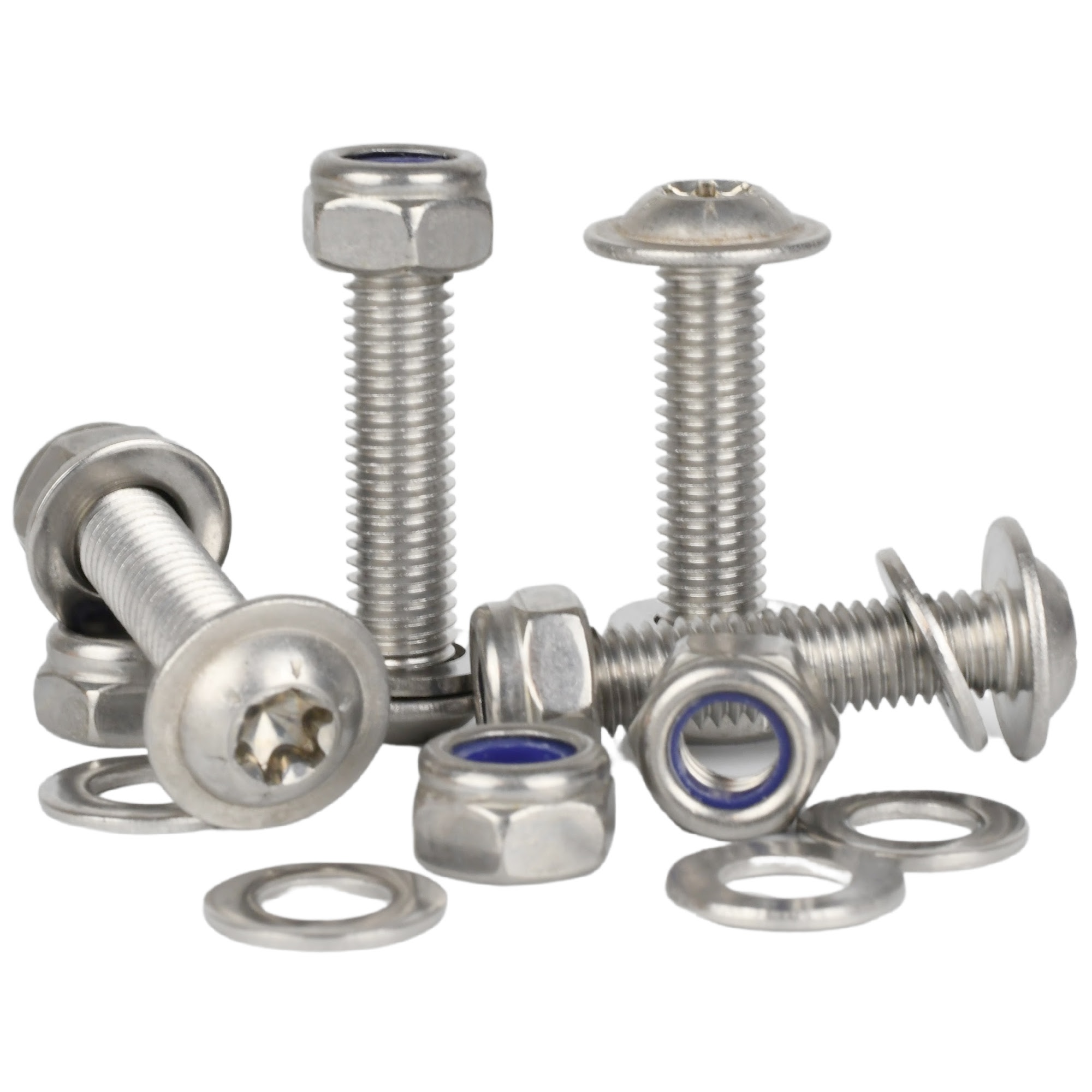 M3 M4 M5 M6 M8 Torx Flange Button Head Screws Nyloc Nuts Washers ...